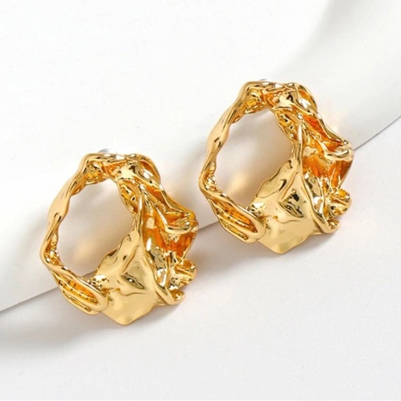 Jewelry | Crumpled Gold Nugget Abstract Annulus Toroid Melting Folded ...